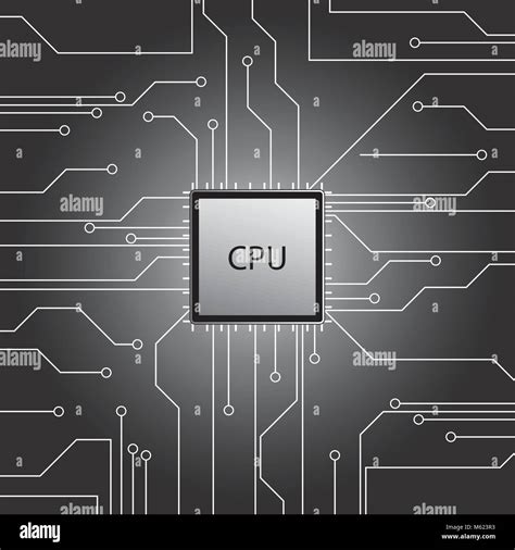 Cpu Microprocessor Microchip Circuit Board Vector Illustration