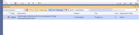 c error cs0021 cannot apply indexing with [] to an