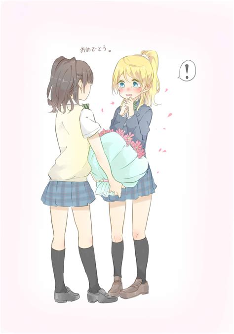 Safebooru 2girls Ayase Eli Black Hair Black Socks Blazer Blonde