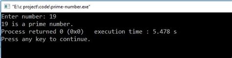 c program to check whether a number is prime or not