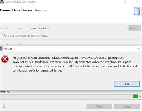 ssl can not connect to docker daemon from eclipse windows stack