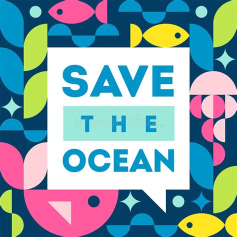 Save The Ocean Square Vector Image The Environment Protection Vector