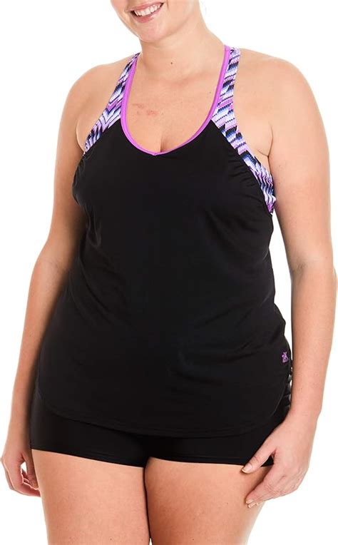 Zeroxposur Womens Plus Size Tankini Swimsuits Racerback Top Full