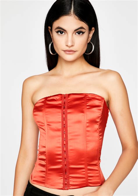 Red Satin Sleeveless Lace Up Corset Bustier Top Dolls Kill