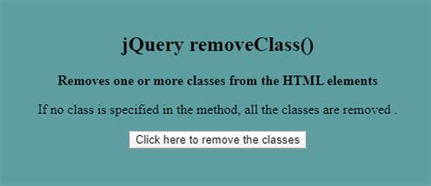 jquery removeclass examples to implement jquery removeclass