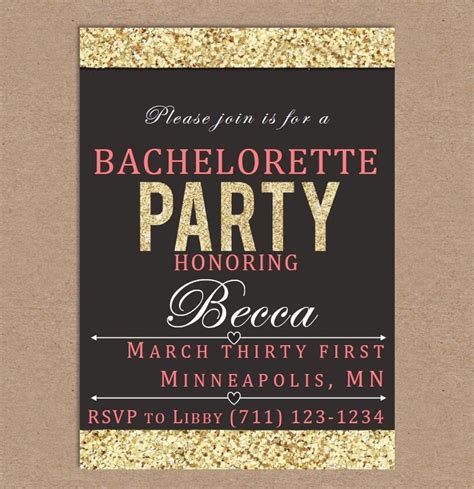 Glitter Bachelorette Party Invitation Bachelorette Party Etsy