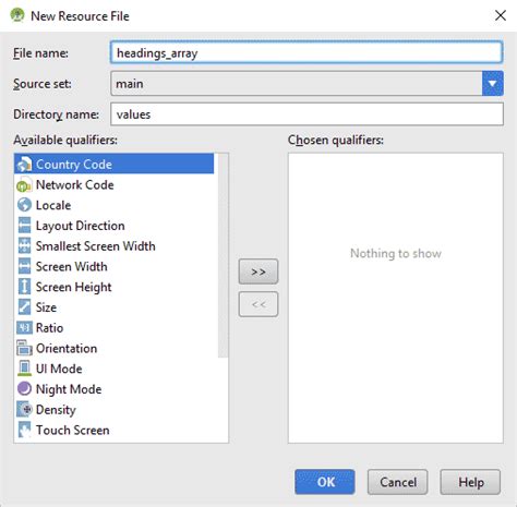 create an array in an android xml file