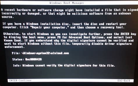 unable to boot error 0xc0000428 windows 7 help forums