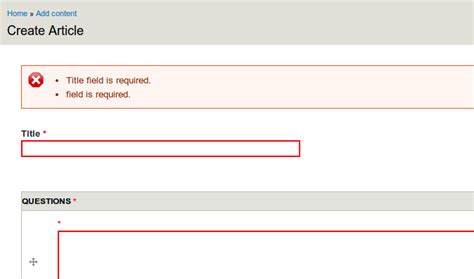 empty field title for multiple values text area field validation