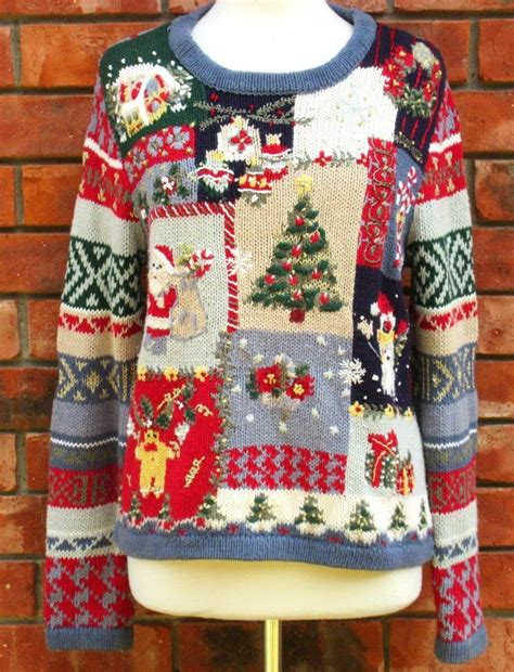 All Points Christmas Themed Pullover Crew Neck Sweater Ladies Size S