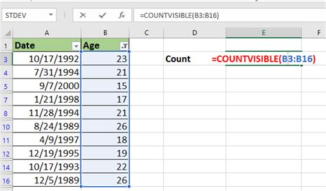 how to quickly count visible or filtered cells only in excel