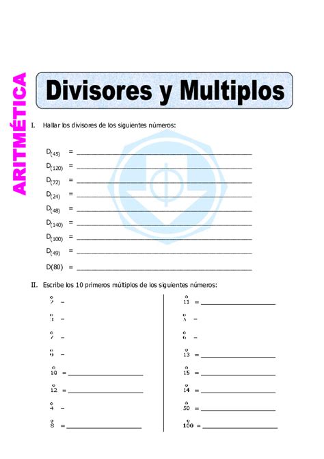 Multiplos Y Divisores Ficha Interactiva Y Descargable Puedes Hacer Los