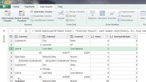 power query index and modulo functions youtube