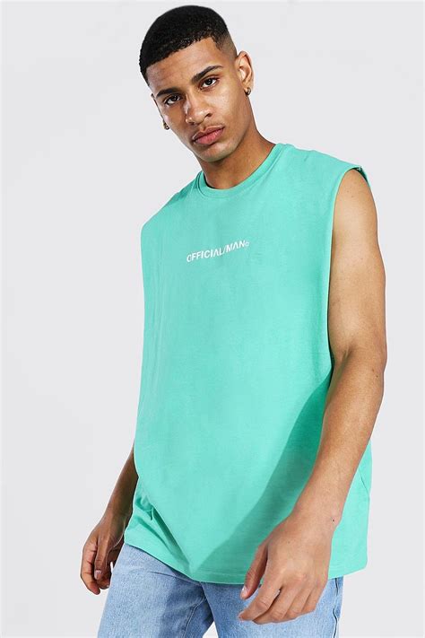 Official Man Oversized Drop Armhole Tank Boohoo