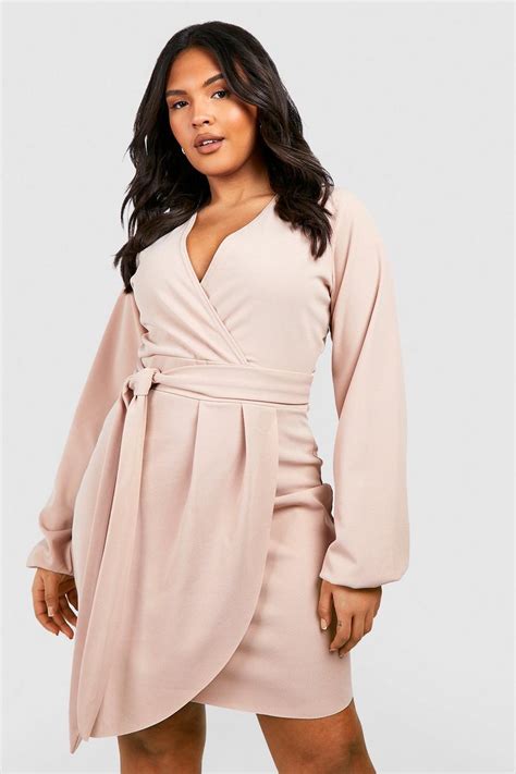 Plus Tie Belt Wrap Dress Boohoo