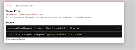 javascript node module pusher push notifications web failing to