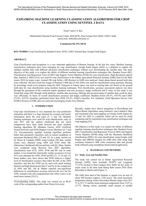 pdf exploring machine learning classification algorithms for crop
