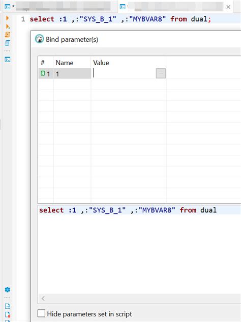 bug explain plan bind variables dialog is missing quoted bind