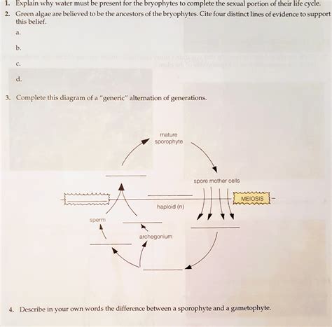 solved 1 explain why water must be present for the bryop