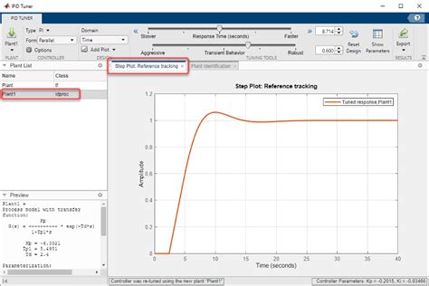 interactively estimate plant parameters from response data matlab