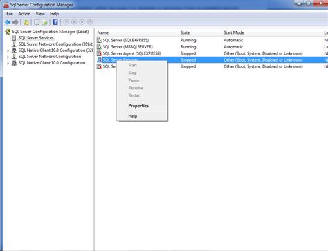 i cannot start sql server browser stack overflow
