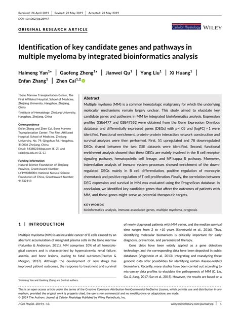 Pdf Identification Of Key Candidate Genes And Pathways In Multiple