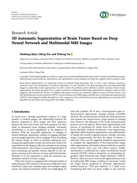 Pdf 3d Automatic Segmentation Of Brain Tumor Based On Deep Neural