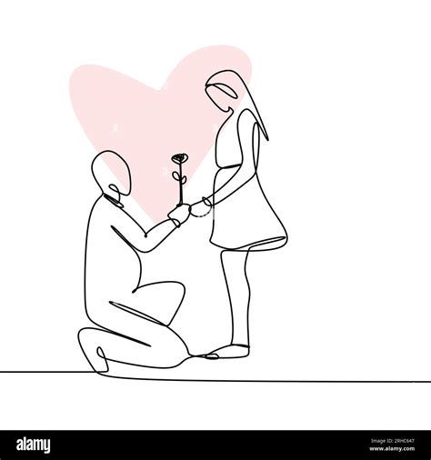 Concept Of Romantic Couple In Love Continuous Line Drawing Vector
