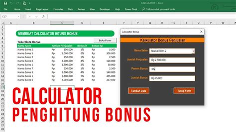 membuat sistem penghitungan bonus penjualan dengan kalkulator vba
