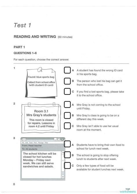 Ket Test 1 Randw1 Interactive Worksheet Topworksheets