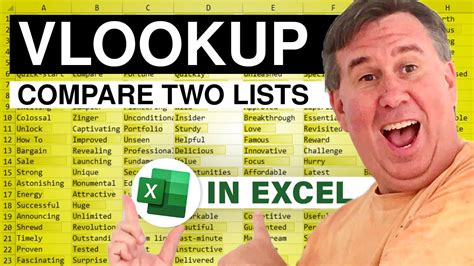 compare 2 lists with a vlookup youtube