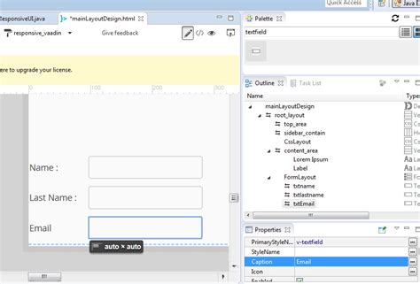 how to create design layout by using vaadin designer free trial