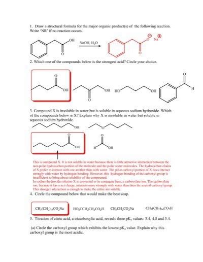 1 Draw A Structural Formula For The Major Organic Product S Of The