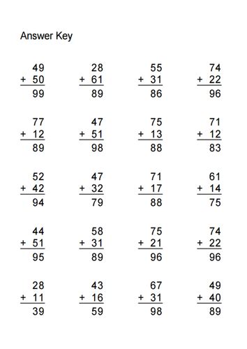 2 digit addition no carrying teaching resources