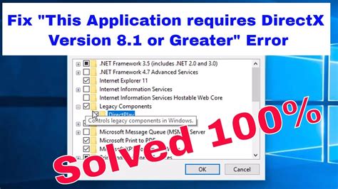 how to fix this application requires directx version 8 1 or greater