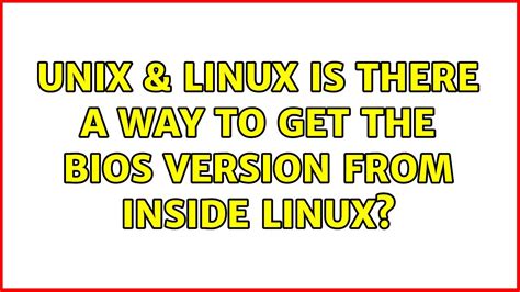 unix and linux is there a way to get the bios version from inside linux