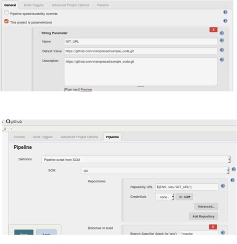 git repository url from string parameter in jenkins