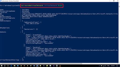 creating vnet using powershell cmdlets