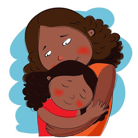 Premium Vector Mother And Daughter Hug Illustration