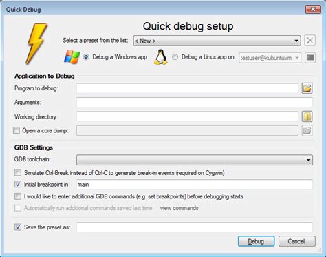 visualgdb quick debug