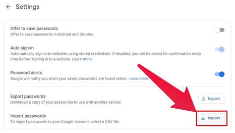 how to import passwords to chrome from third party password managers