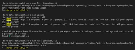node js what is the behaviour of npm install and npm update when