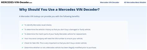 Mercedes Vin Decoder Overview Helpful Website Of Free Vin Decoder To