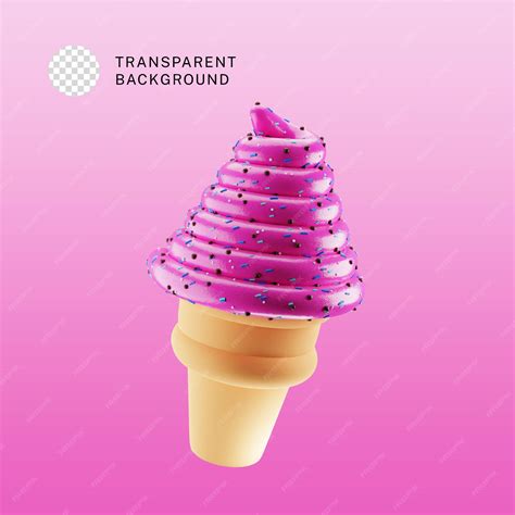 Premium Psd Psd Pink Ice Cream Cone Icon Isolated 3d Render Illustration