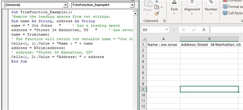 excel vba trim function