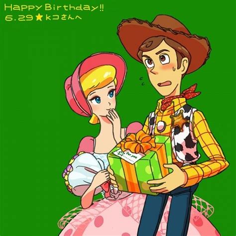 Anime Bo Peep Gives Anime Woody A Birthday Present Woody Toy Story