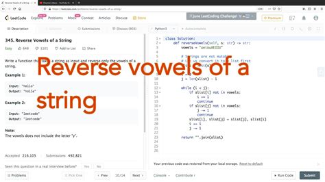 leetcode 345 reverse vowels of a string python3 youtube