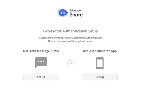 setting up two factor authentication 2fa imanage share help