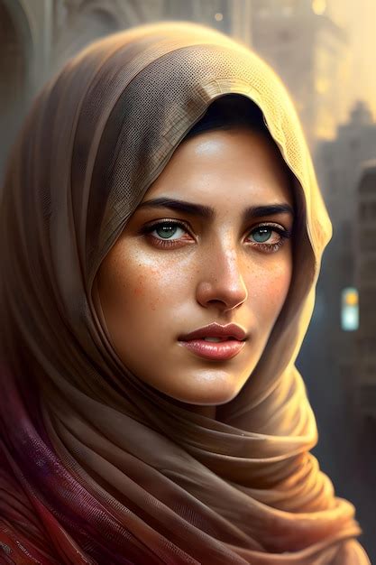 Premium Ai Image Female Muslim Wearing Hijab Portrait Illustration