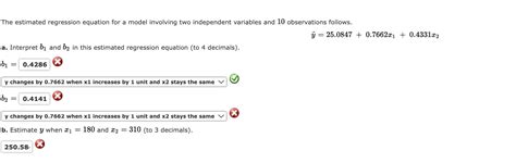 Solved The Estimated Regression Equation For A Model